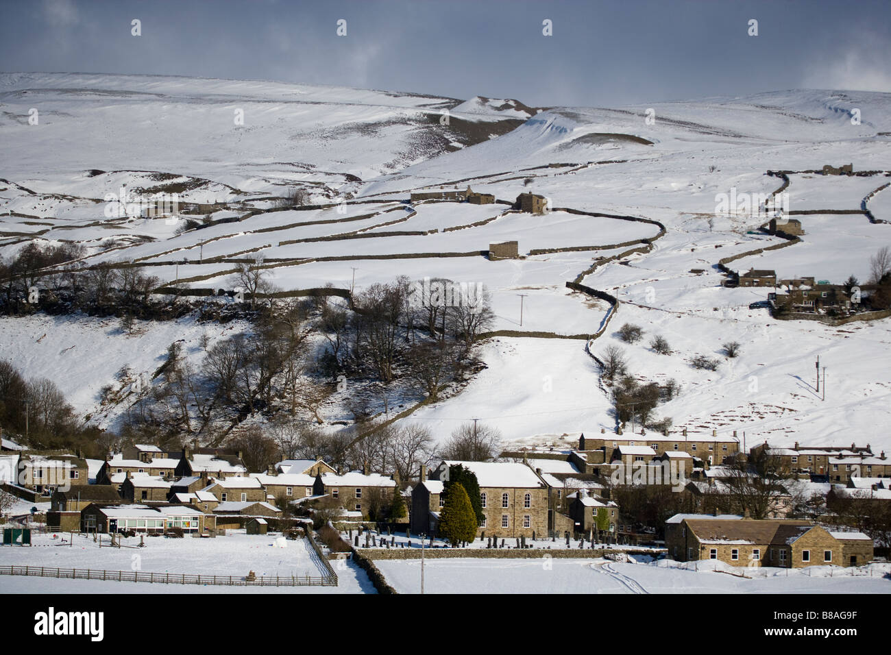 Gunnerside winter landscape Stock Photo - Alamy