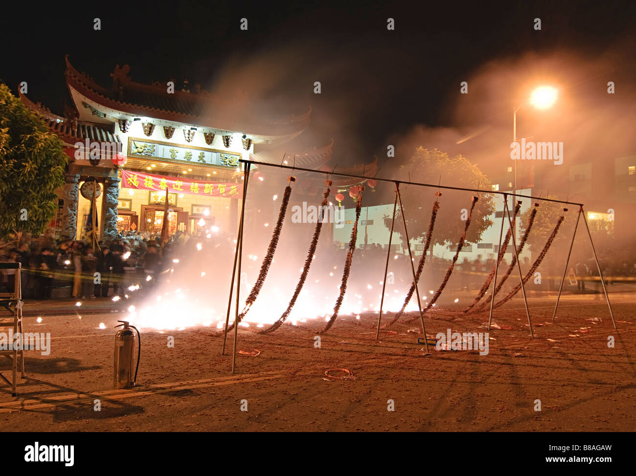 Firecrackers at night during the Chinese New Years Celebration Stock ...