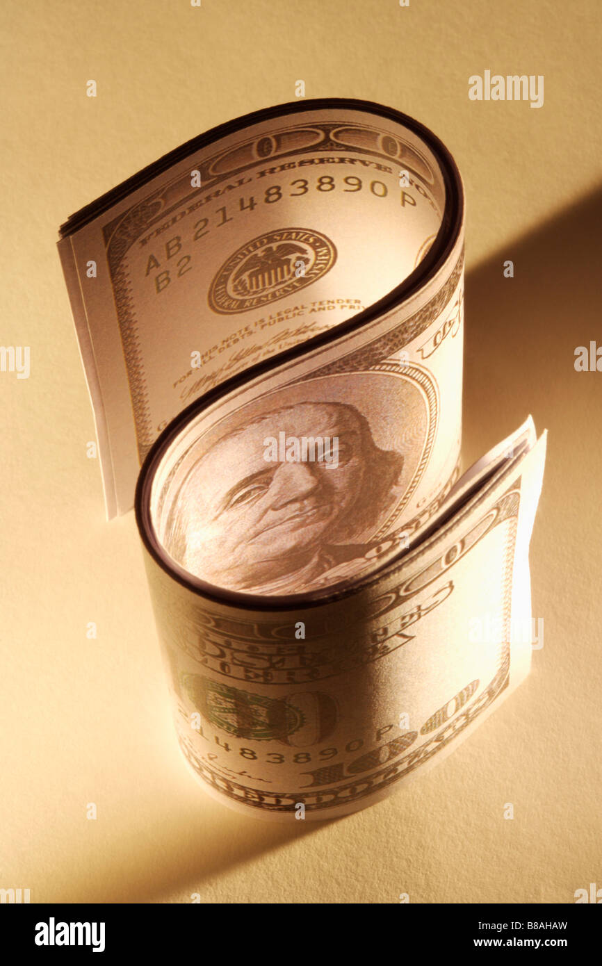 US paper currency bounded with rubber band Stock Photo - Alamy