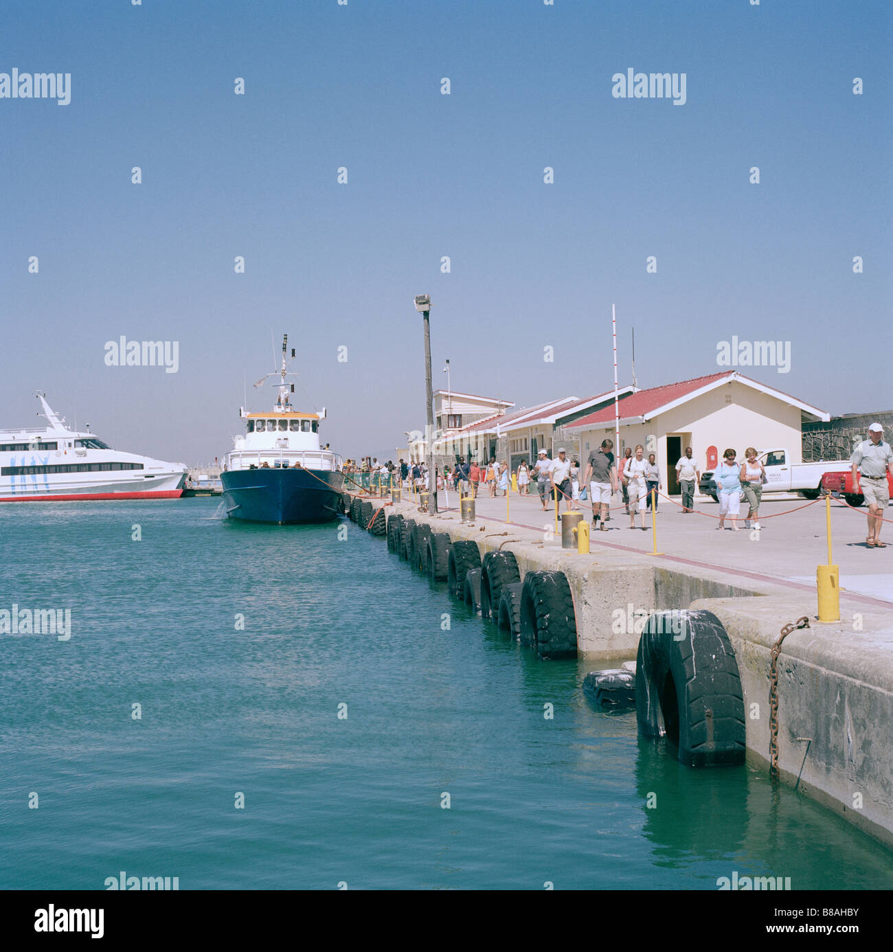 Ferry boat to the Nelson Mandela prison Robben Island Museum in Cape ...