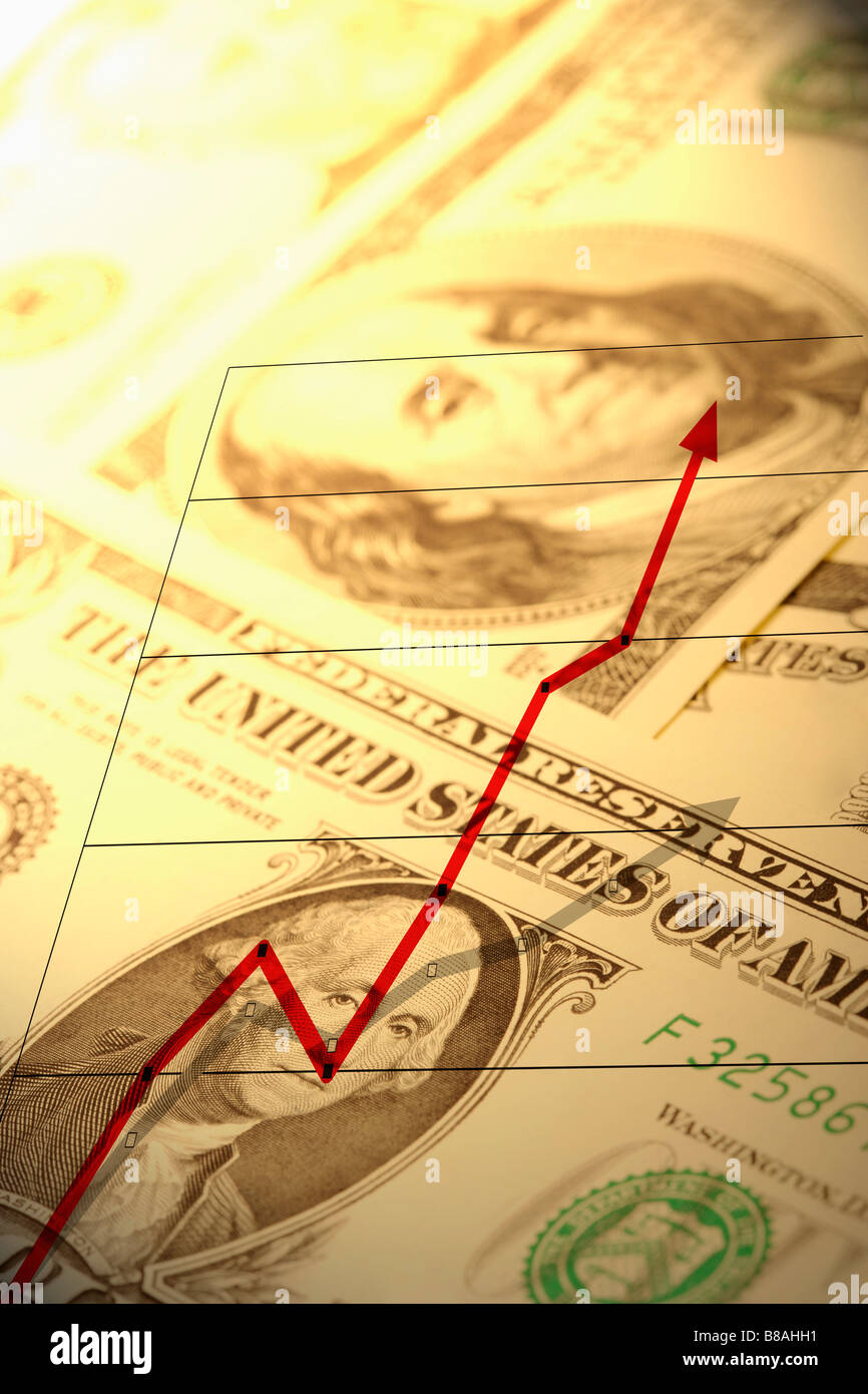 Line graph and dollars Stock Photo - Alamy