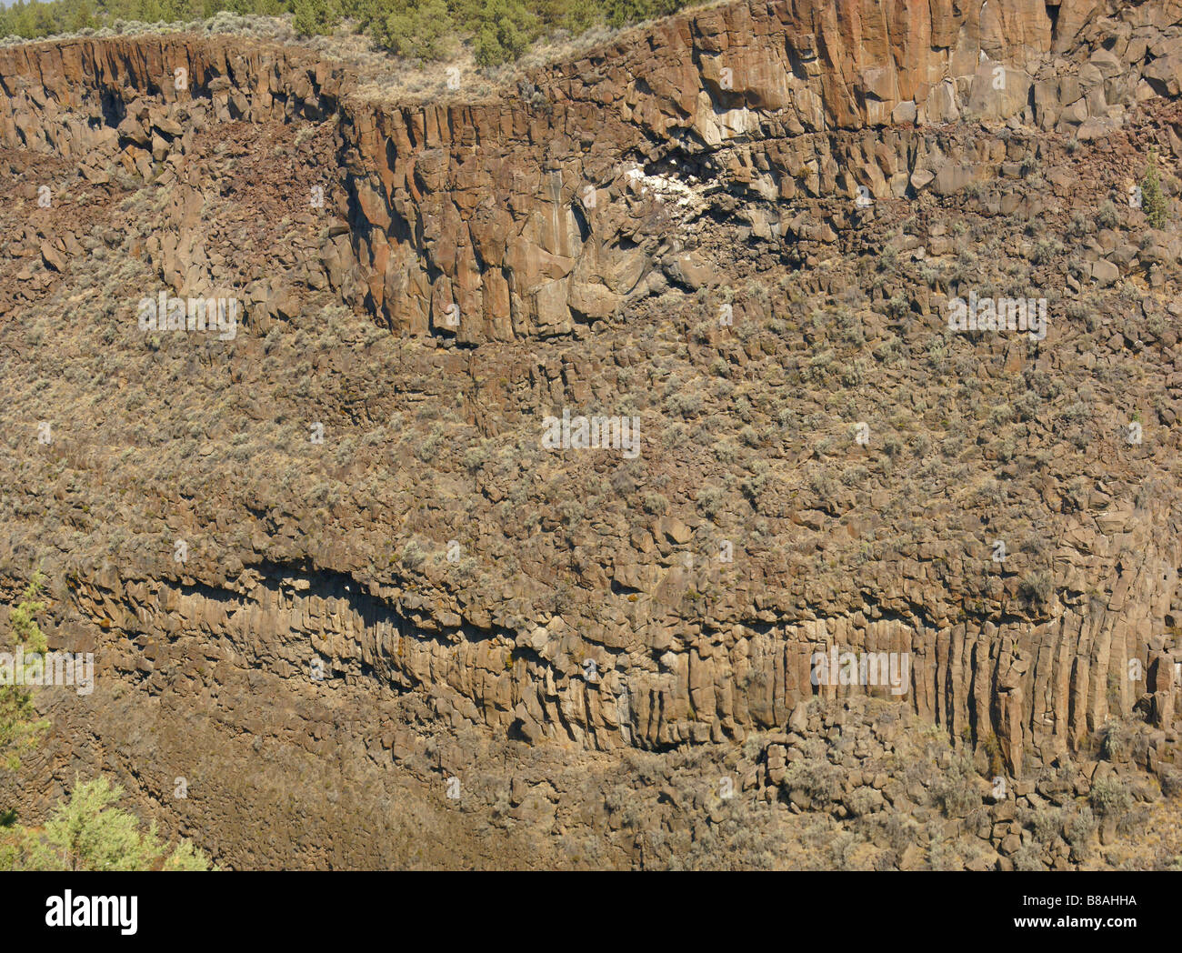 Panorama Basalt cliffs and talus from ancient lava flow Crooked River ...