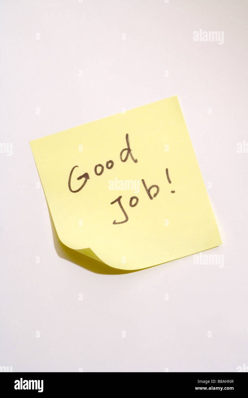 Adhesive note written Good Job Stock Photo - Alamy