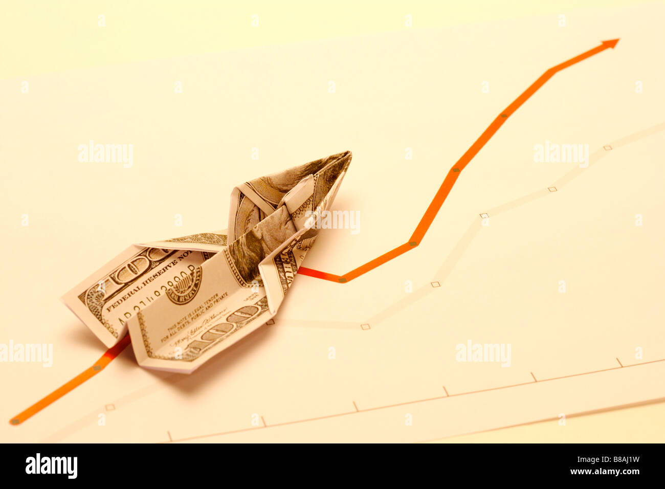 Line graph with paper plane Stock Photo - Alamy