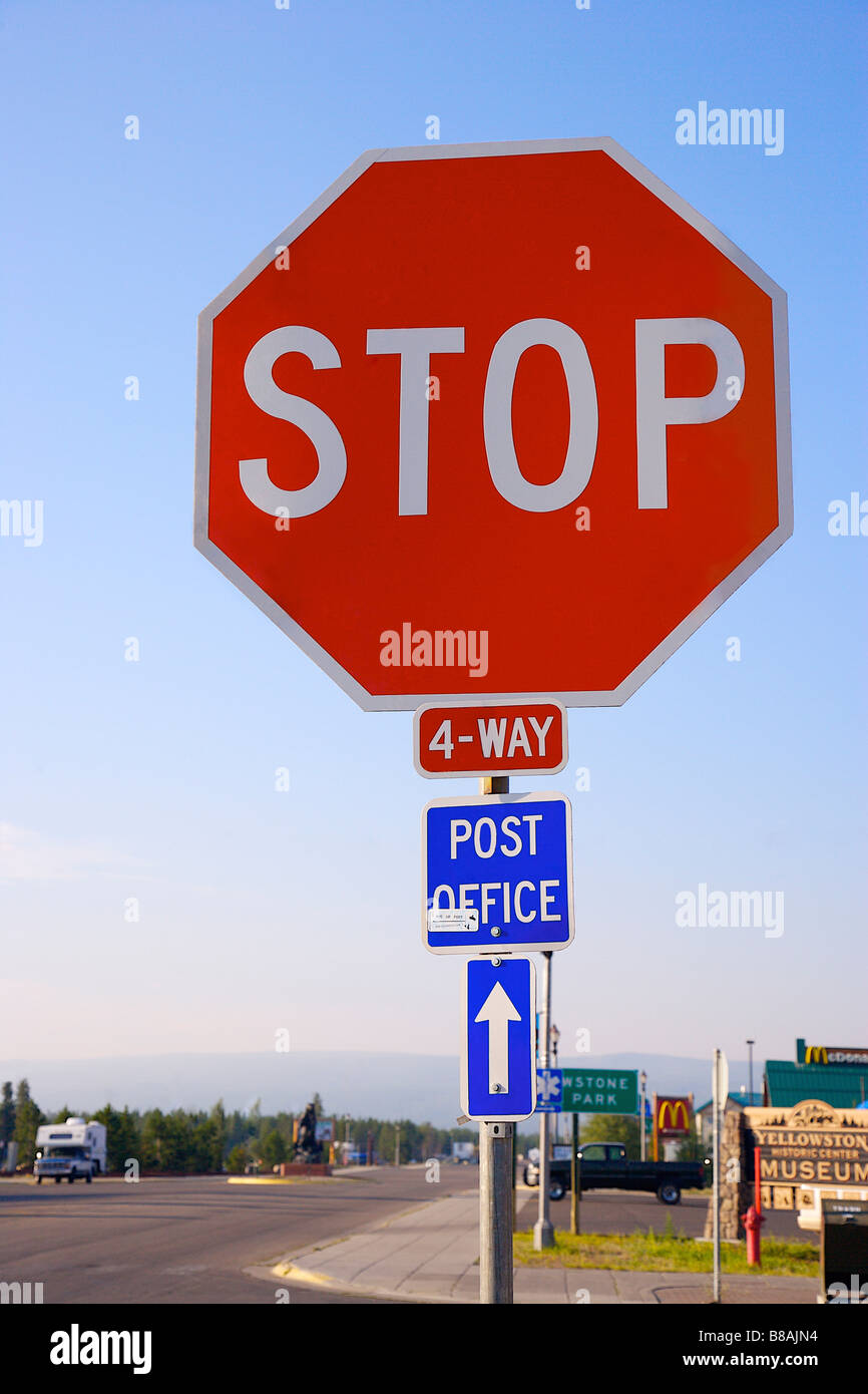 Stop sign on road Stock Photo - Alamy