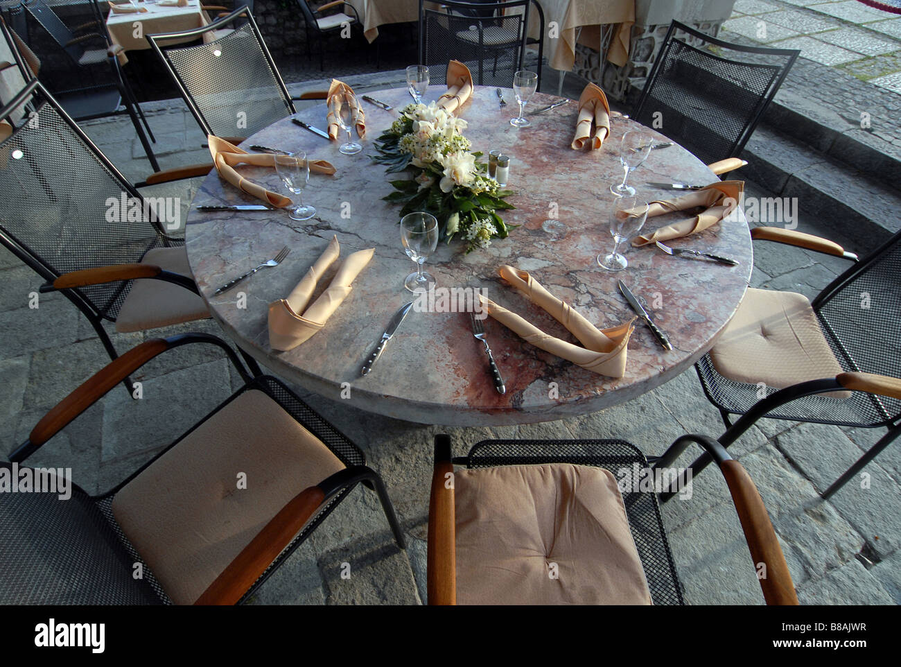 Prepared table is waiting for its guests Stock Photo - Alamy