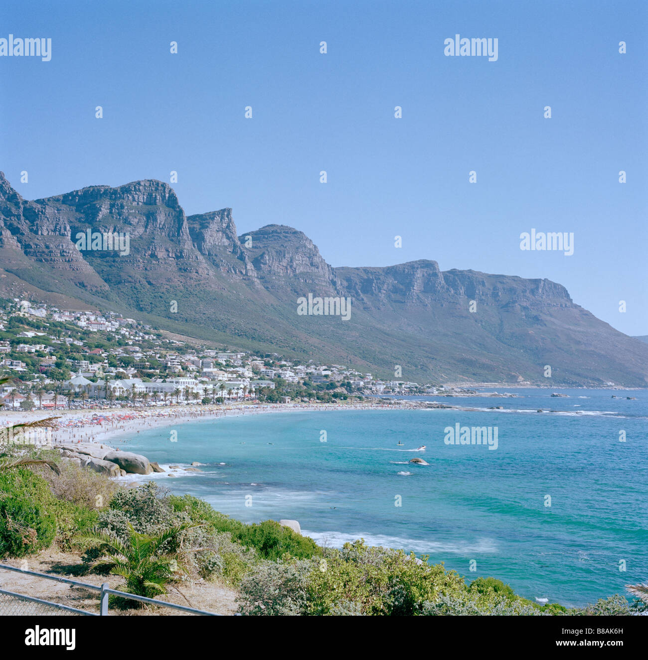 Camps Bay beach and sea in Cape Town in South Africa in Sub Saharan ...