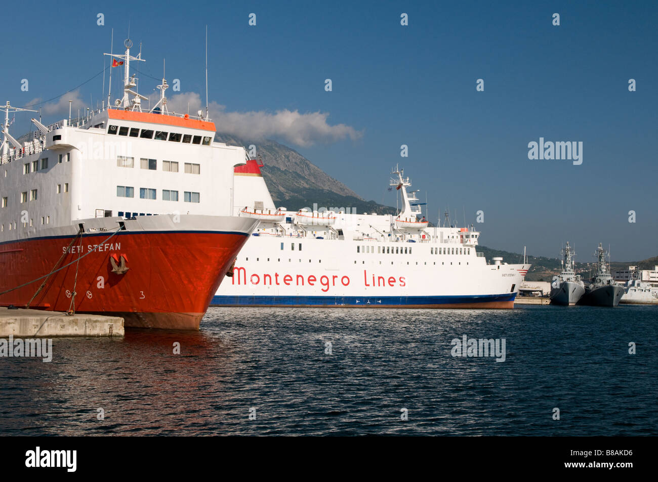 Montenegro Lines ships Sveti Stefan and Sveti Stefan II in the harbour ...
