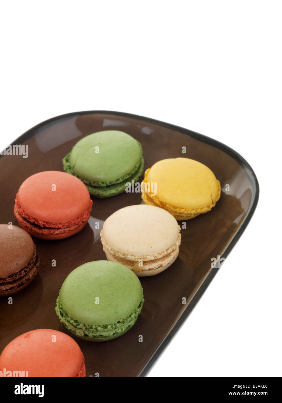 Selection Of Assorted Macaron Flavoured Biscuits Isolated Against A ...