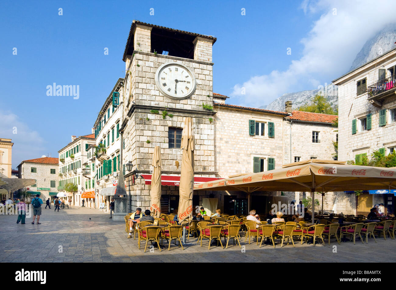 The medieval walled village of Kotor Montenegro with fortress on Lake ...