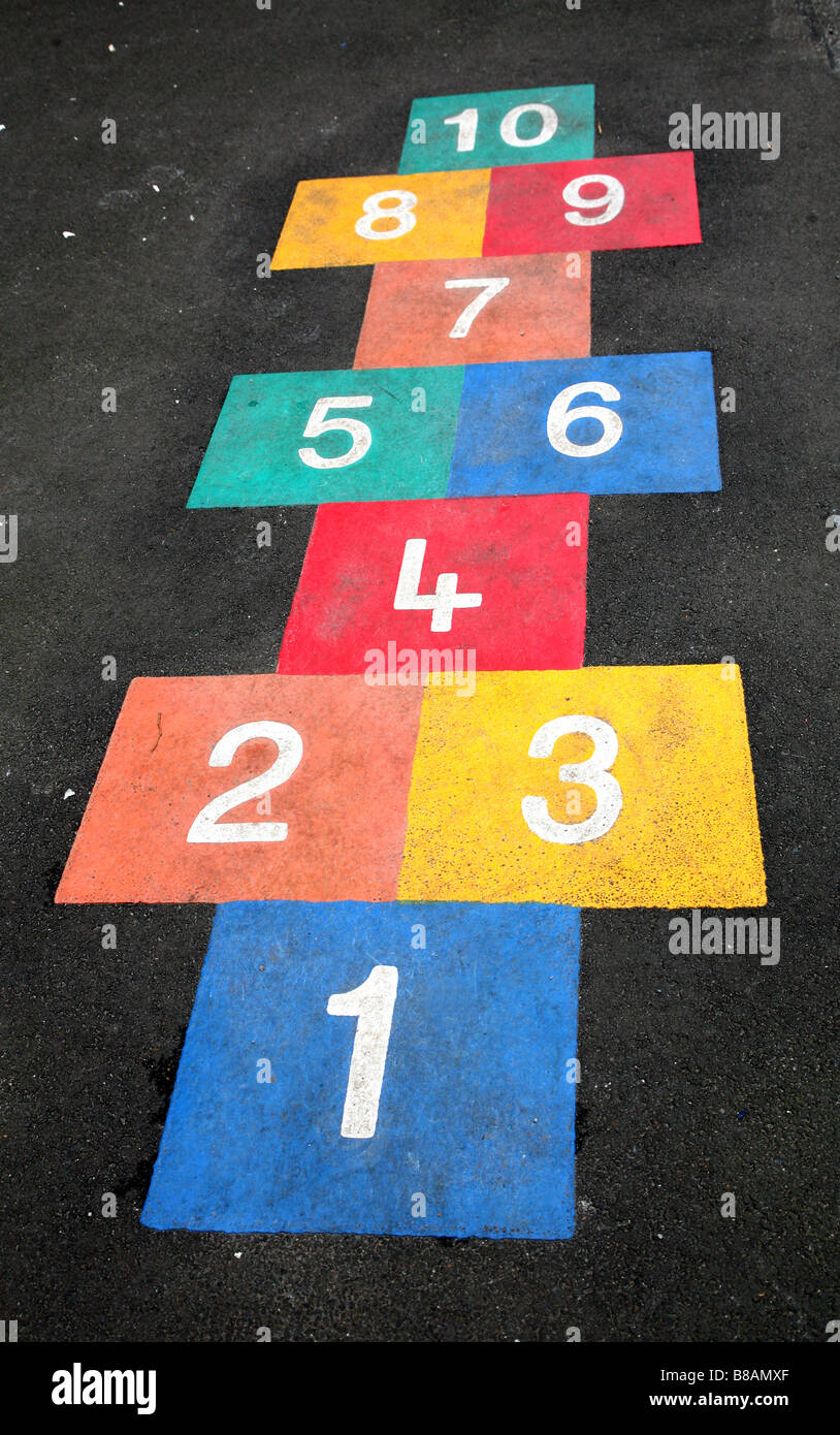 Hopscotch court in primary school playground, London Stock Photo - Alamy