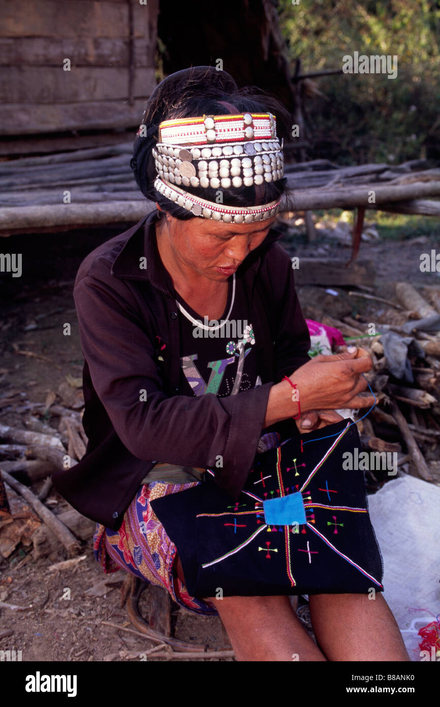 Laos, Luang Nam Tha province, Lakham village, Akha ethnic minority ...