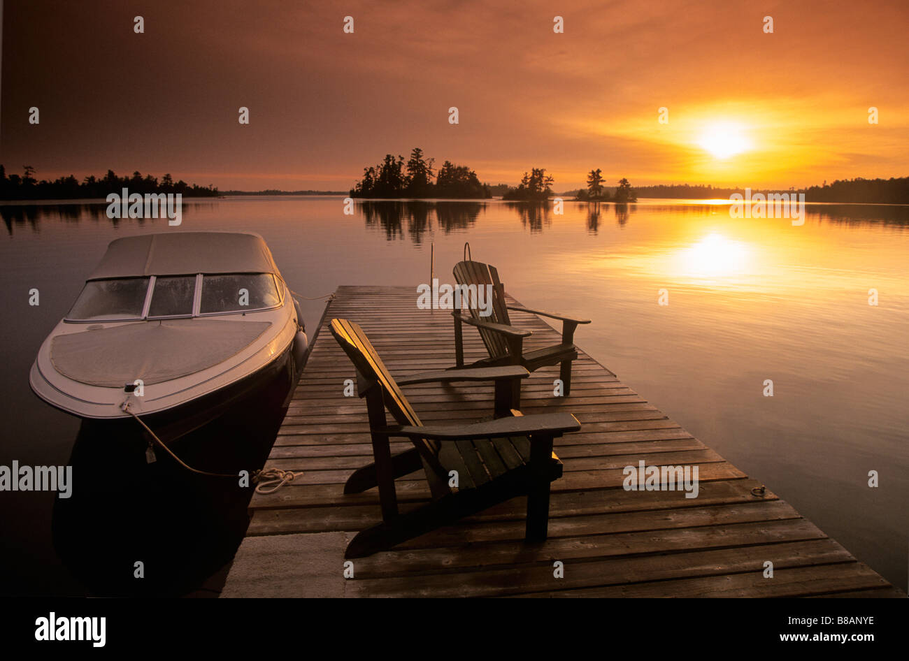 Cottage Dock, Lake Woods,Ontario Stock Photo - Alamy