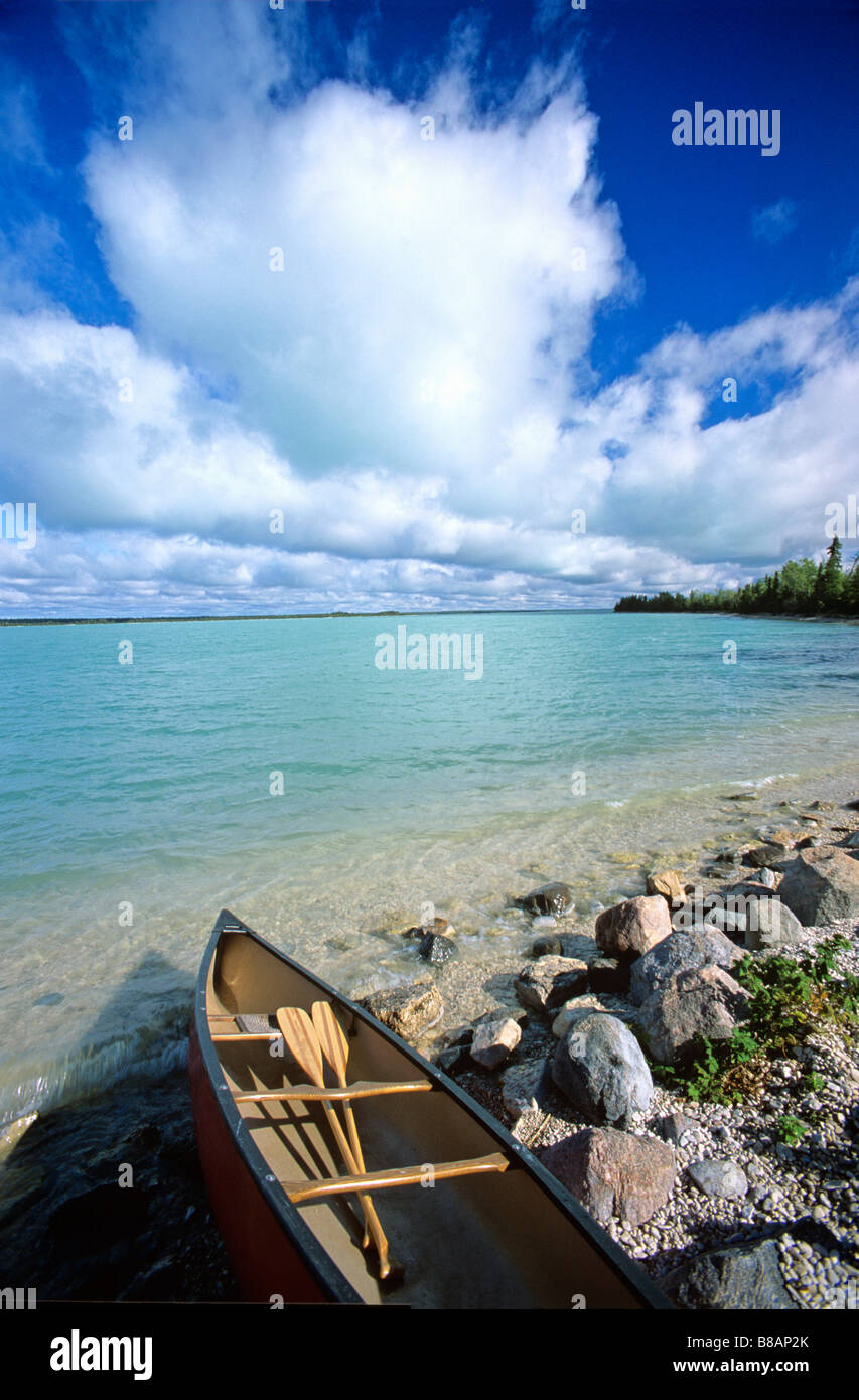Canoe Shore Little Limestone Lake, Manitoba Stock Photo - Alamy