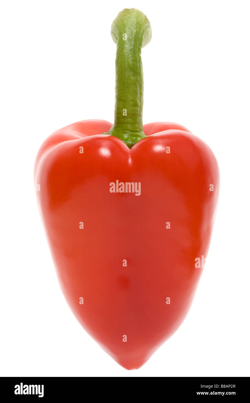 Side view of fresh red pepper with green stalk Stock Photo - Alamy
