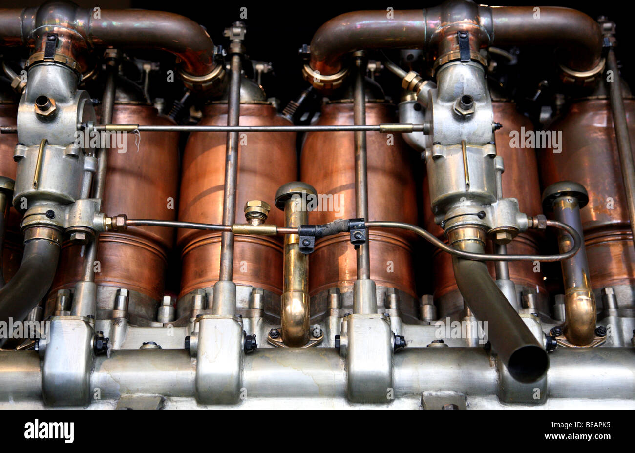Detail of old aircraft engine displayed in Science Museum, London Stock ...