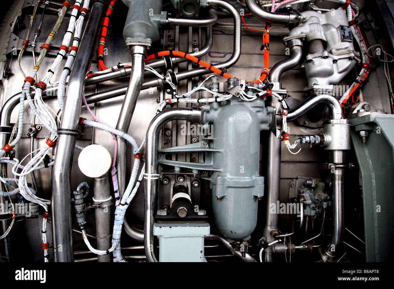 Detail of old aircraft engine displayed in Science Museum, London Stock ...