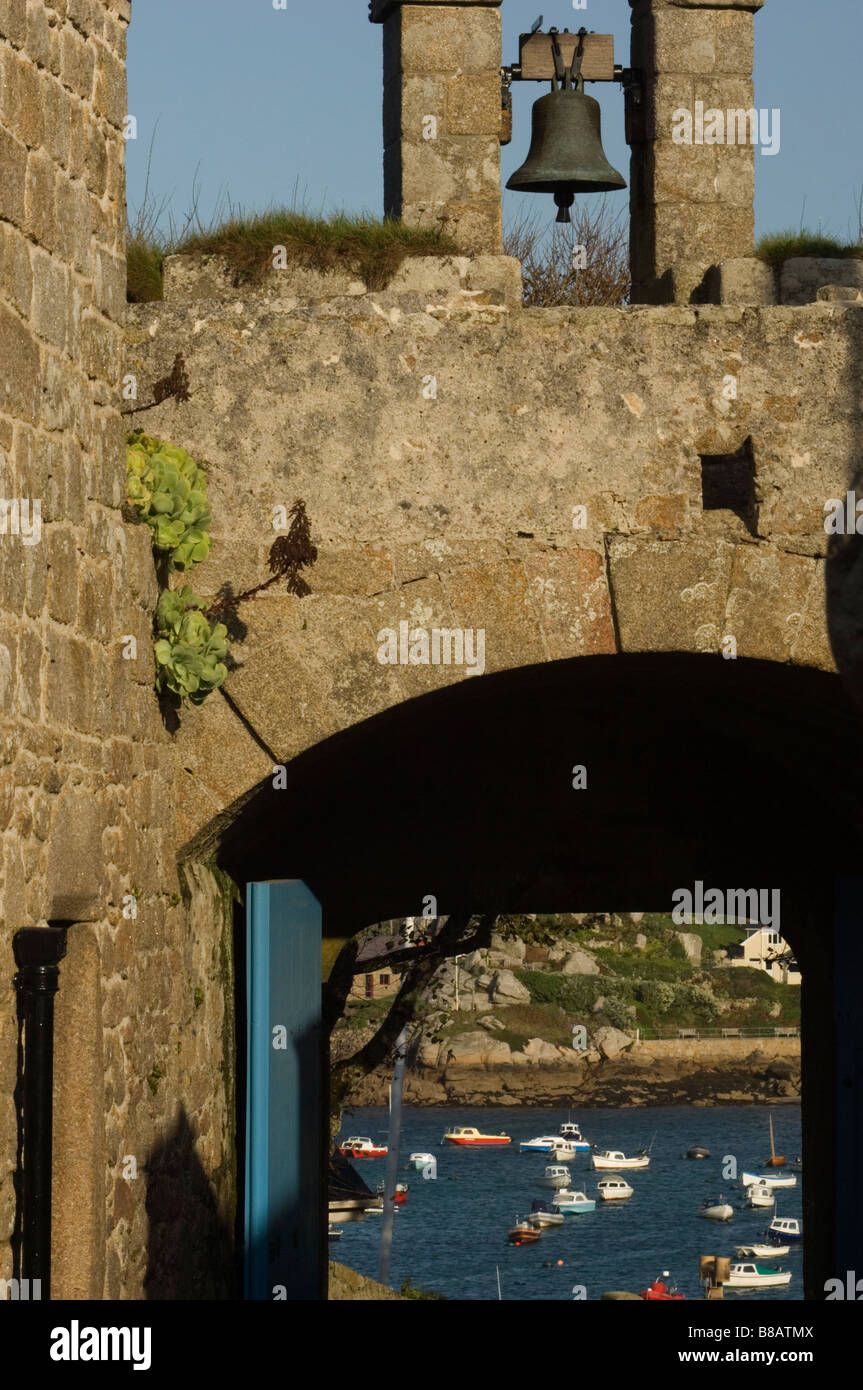 View of the harbour from the Garrison Gateway. Hugh Town. St Mary's ...