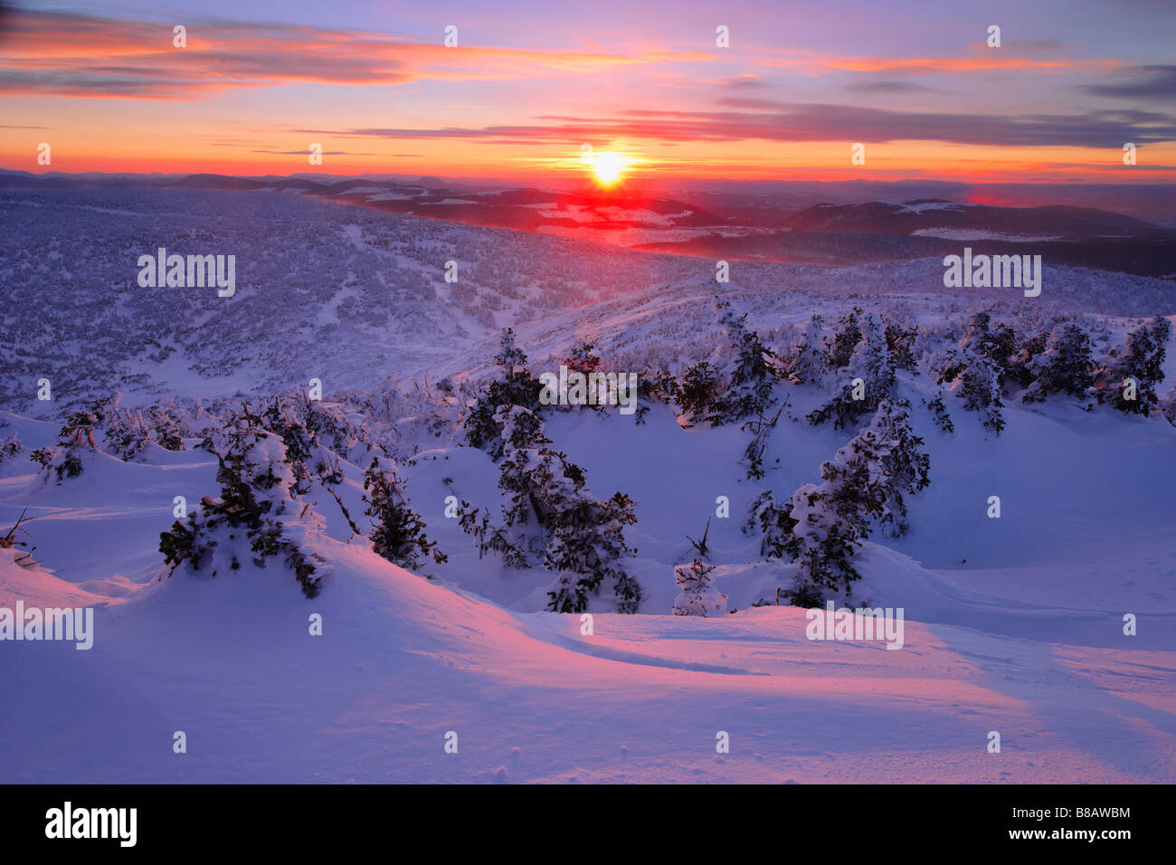 Mont Logan Sunrise, Gaspesie National Park, Quebec Stock Photo - Alamy