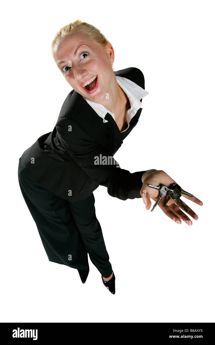 young lady smile showing keys Stock Photo - Alamy