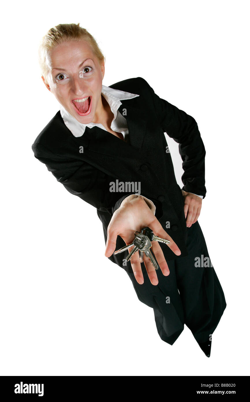 young lady smile showing keys Stock Photo - Alamy