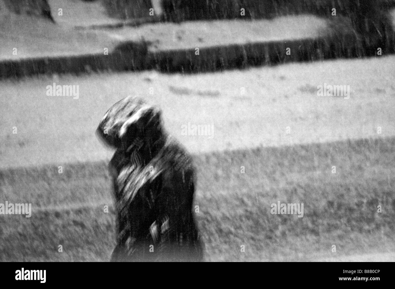 Walk in winter storm Black and White Stock Photos & Images - Alamy