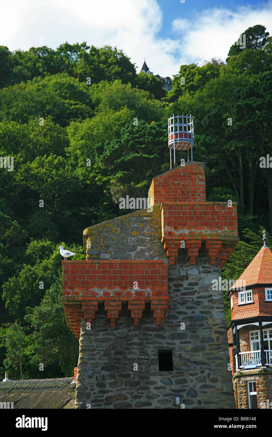 Rhenish Tower (1850) on Lynmouth harbour quay, North Devon, England, UK ...
