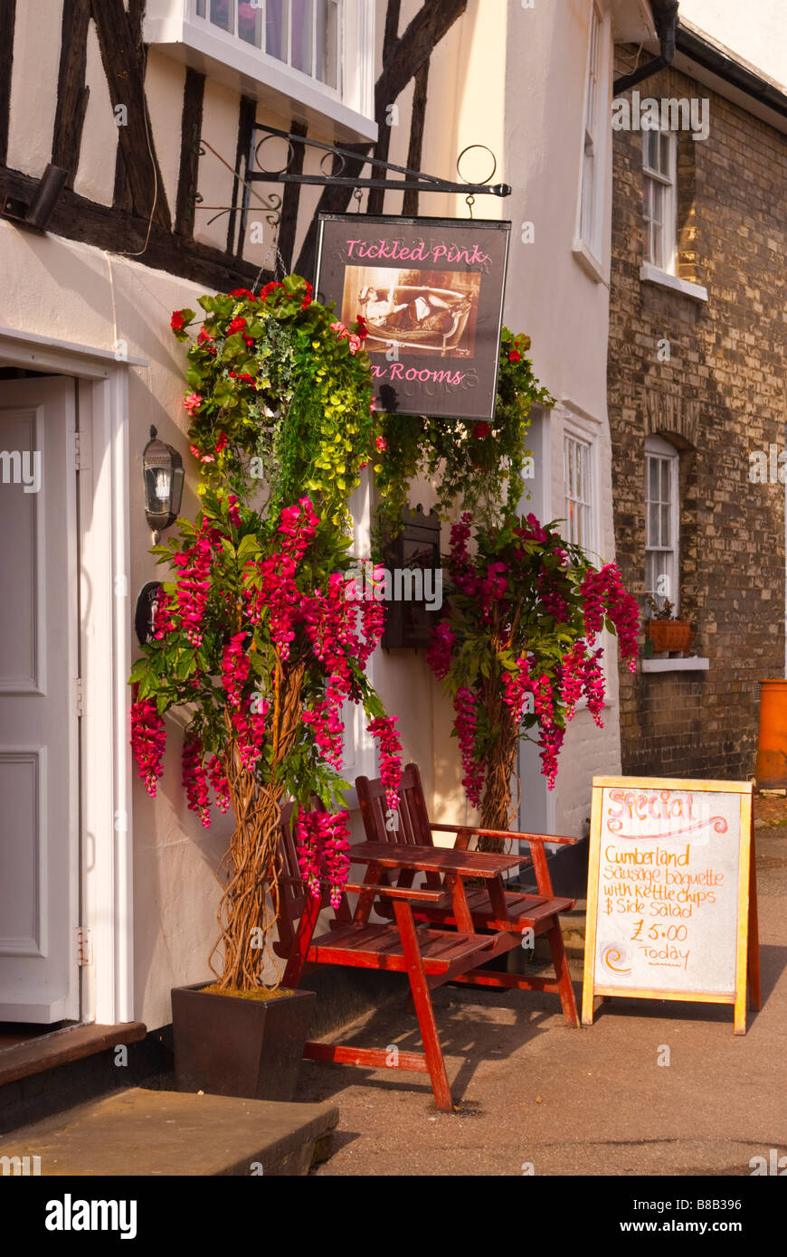 Tickled Pink tea rooms in Lavenham,Suffolk,Uk Stock Photo - Alamy