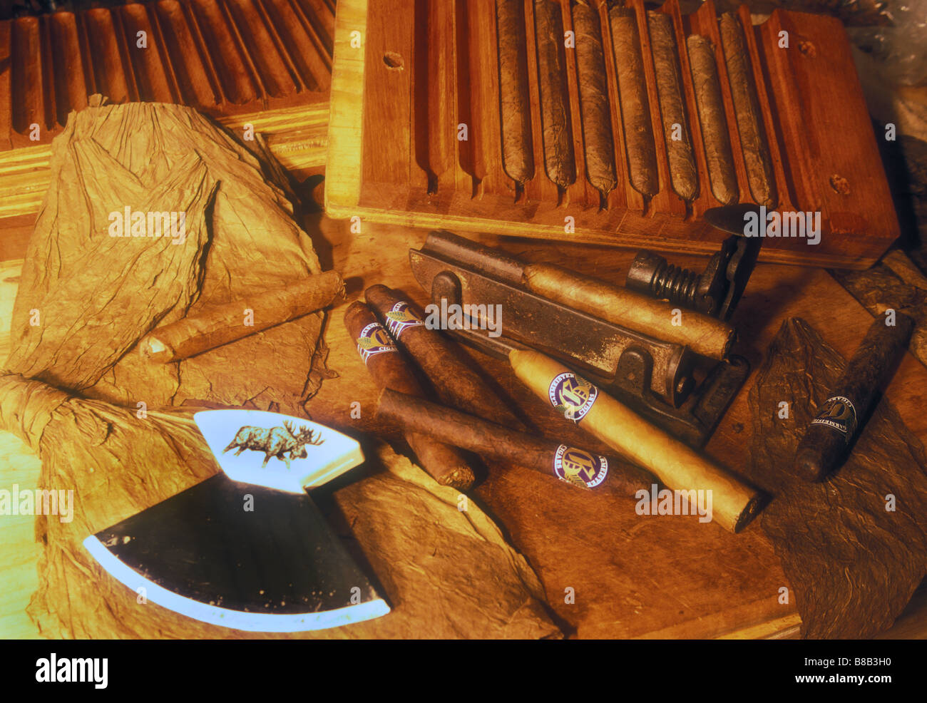 Cigar makers tools Stock Photo - Alamy