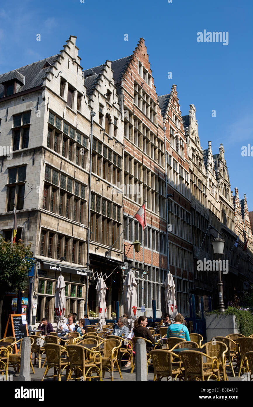 Belgium Flanders Antwerp Buildings of the street Gildekamersstraat ...