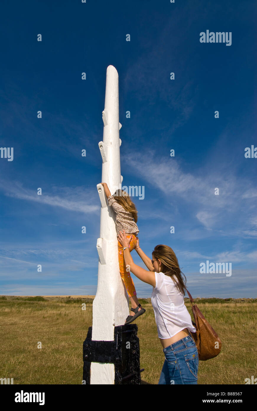 europe uk england north devon barnstaple bay child on pole Stock Photo ...