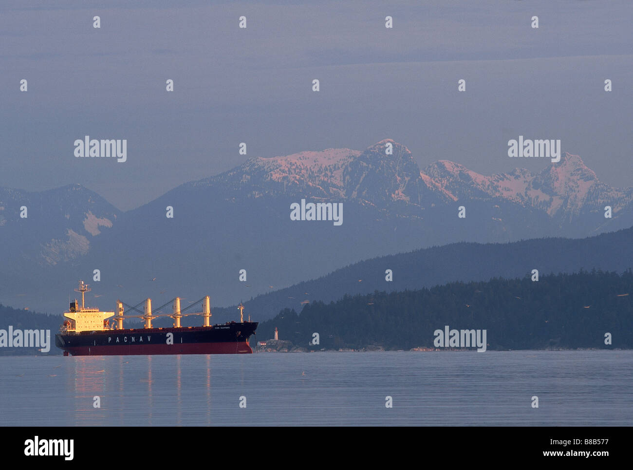 Large Ship English Bay, Vancouver, British Columbia, Canada Stock Photo ...