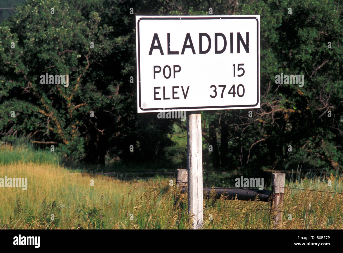 Road Sign, Aladdin, WY Stock Photo - Alamy