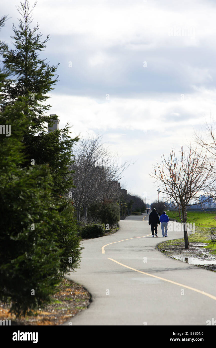 A bike path in a urban area Stock Photo - Alamy