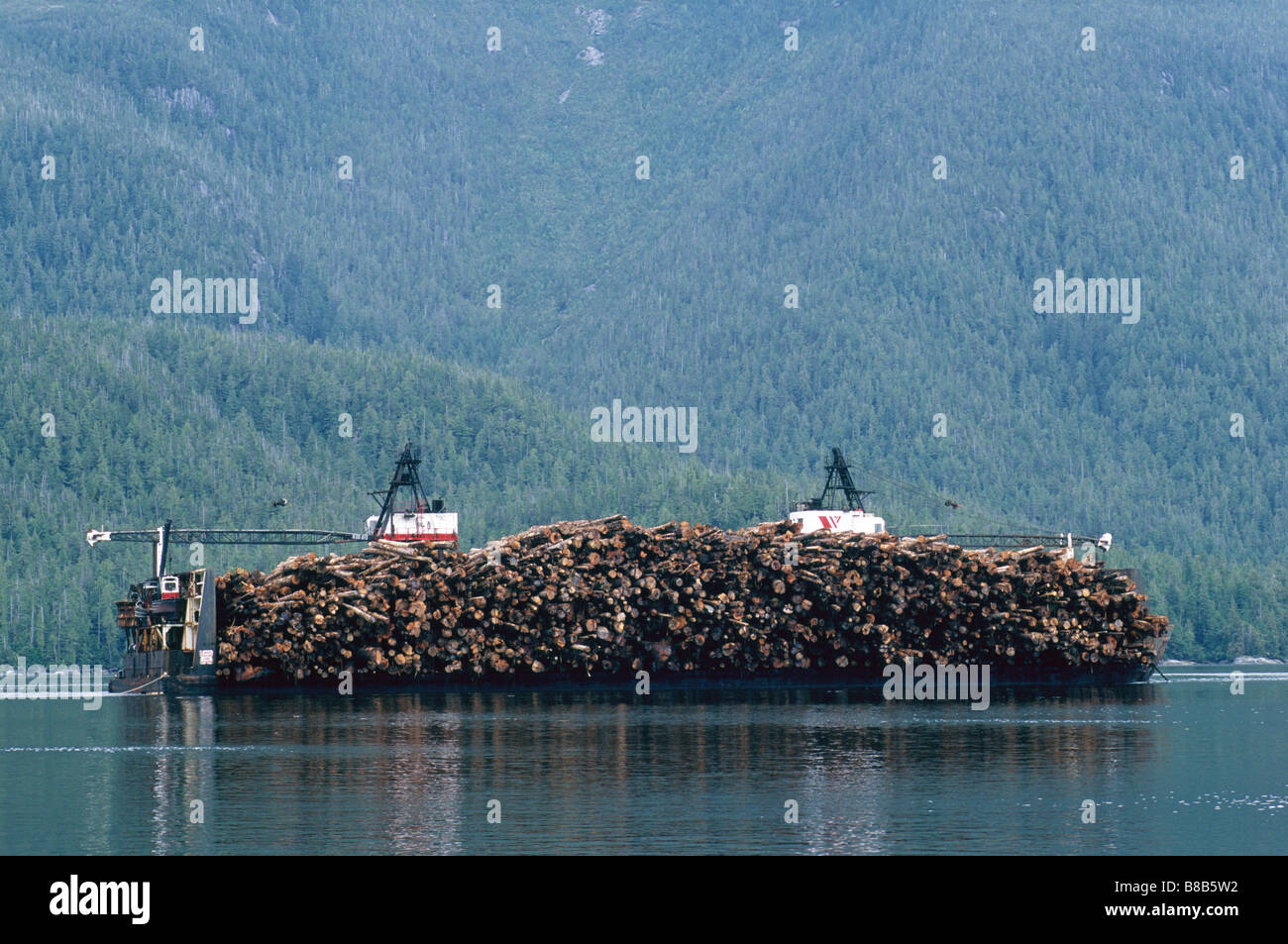 Lumber Barge, Princess Royal Island, British Columbia Stock Photo - Alamy