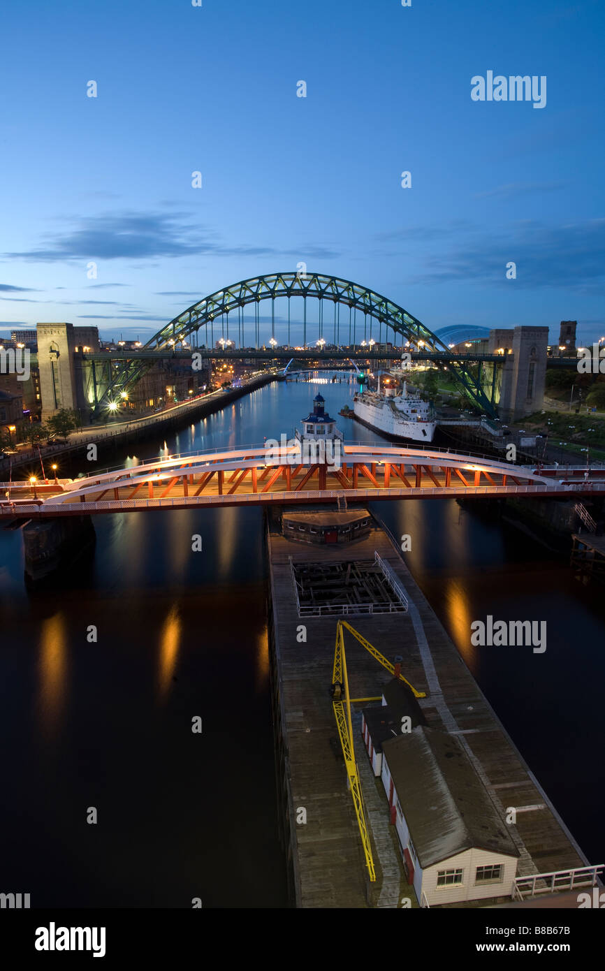 Swing Bridge and Tyne Bridge, Newcastle and Gateshead. Photographed at ...