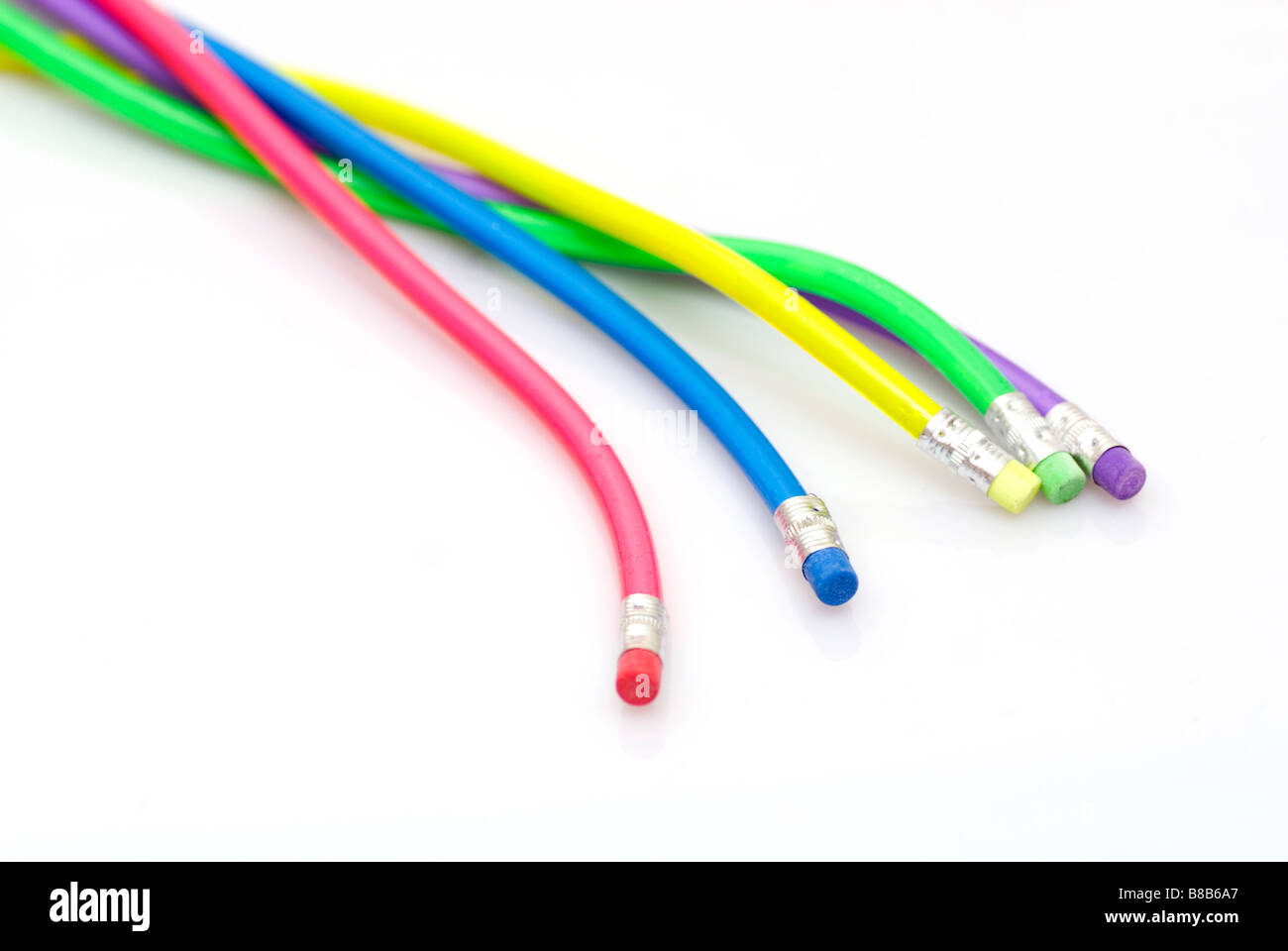 Colourful flexible pencils on white background Stock Photo - Alamy
