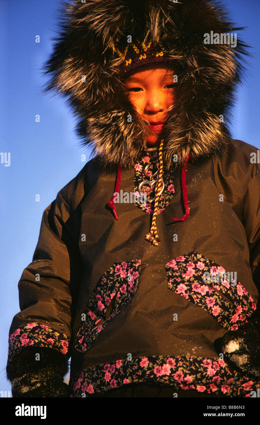 Young Inuit Girl dressed winter Clyde River, Nunavut Stock Photo - Alamy
