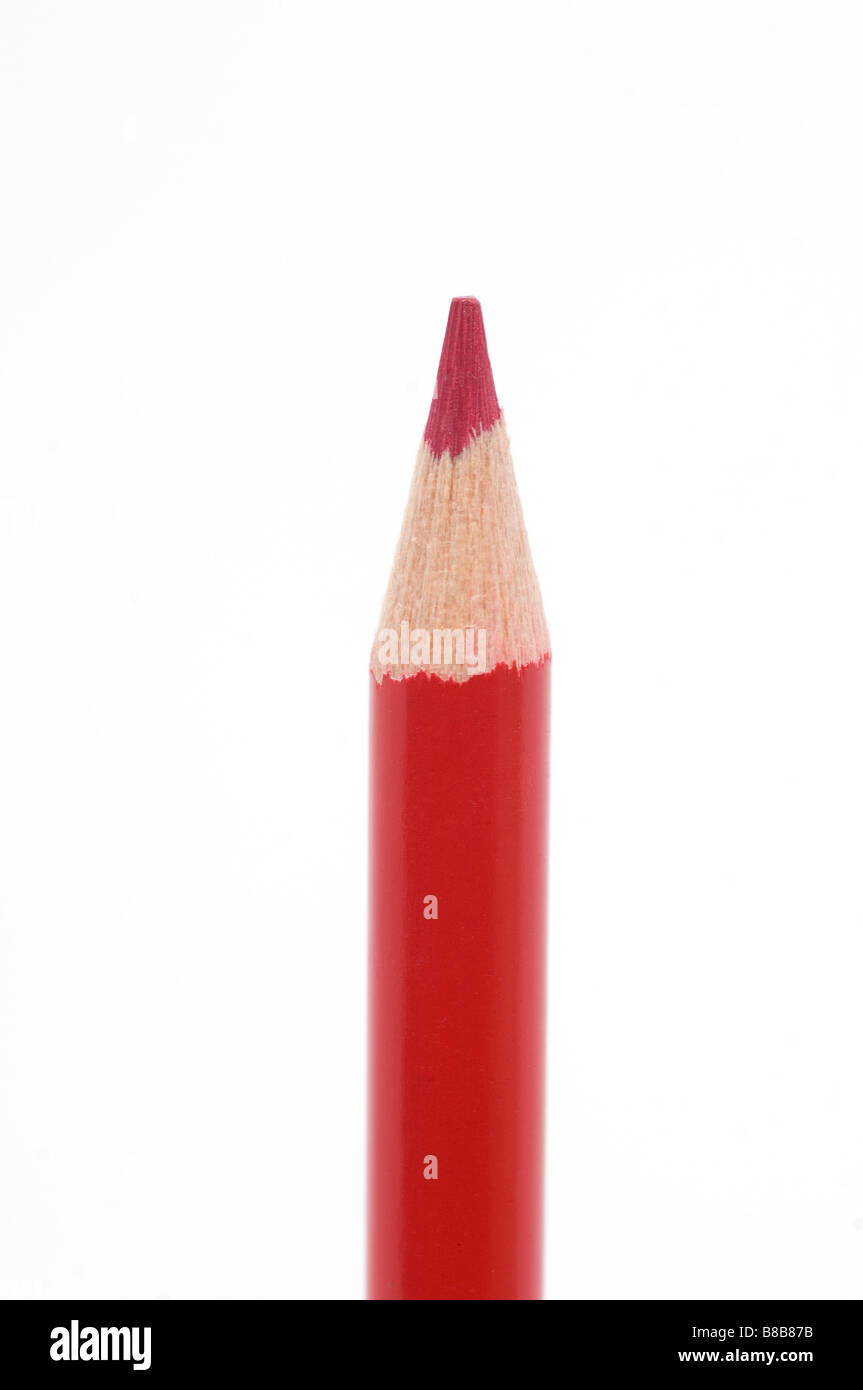 Red coloring pencil cutout on a white background Stock Photo - Alamy