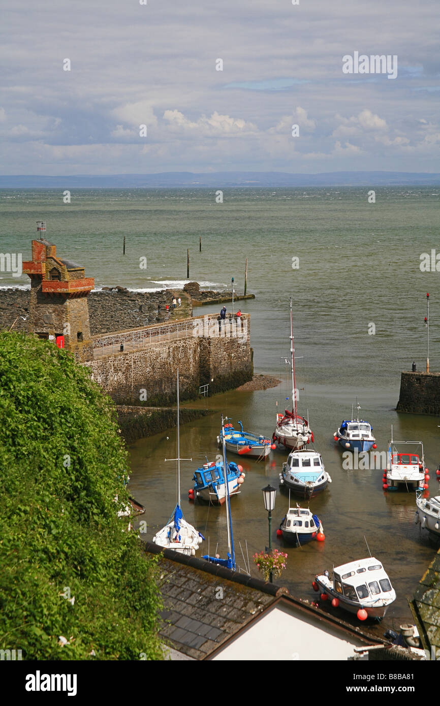 The Rhenish Tower (1850) on the end of the quay at Lynmouth harbour ...