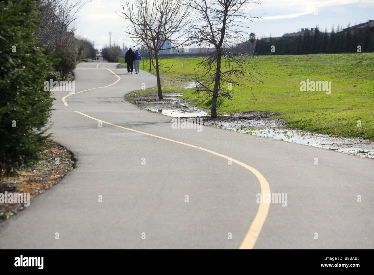A bike path in a urban area Stock Photo - Alamy