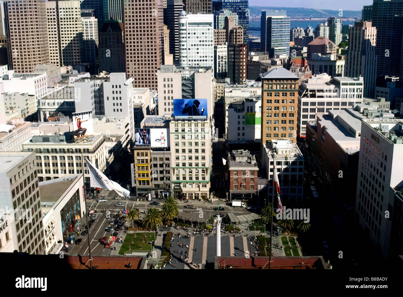 City Skyline Above Union Square, San Francisco, California Stock Photo ...