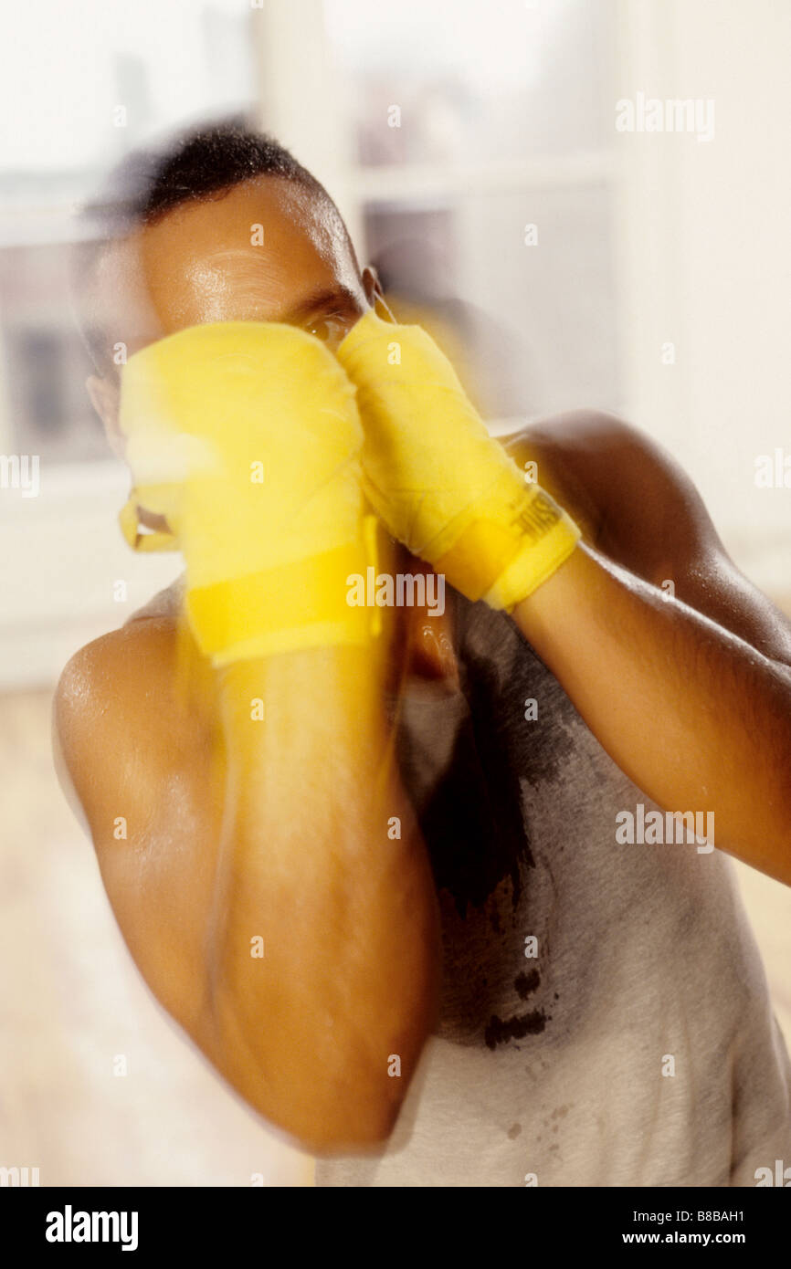 Portrait of boxer with hands taped Stock Photo - Alamy