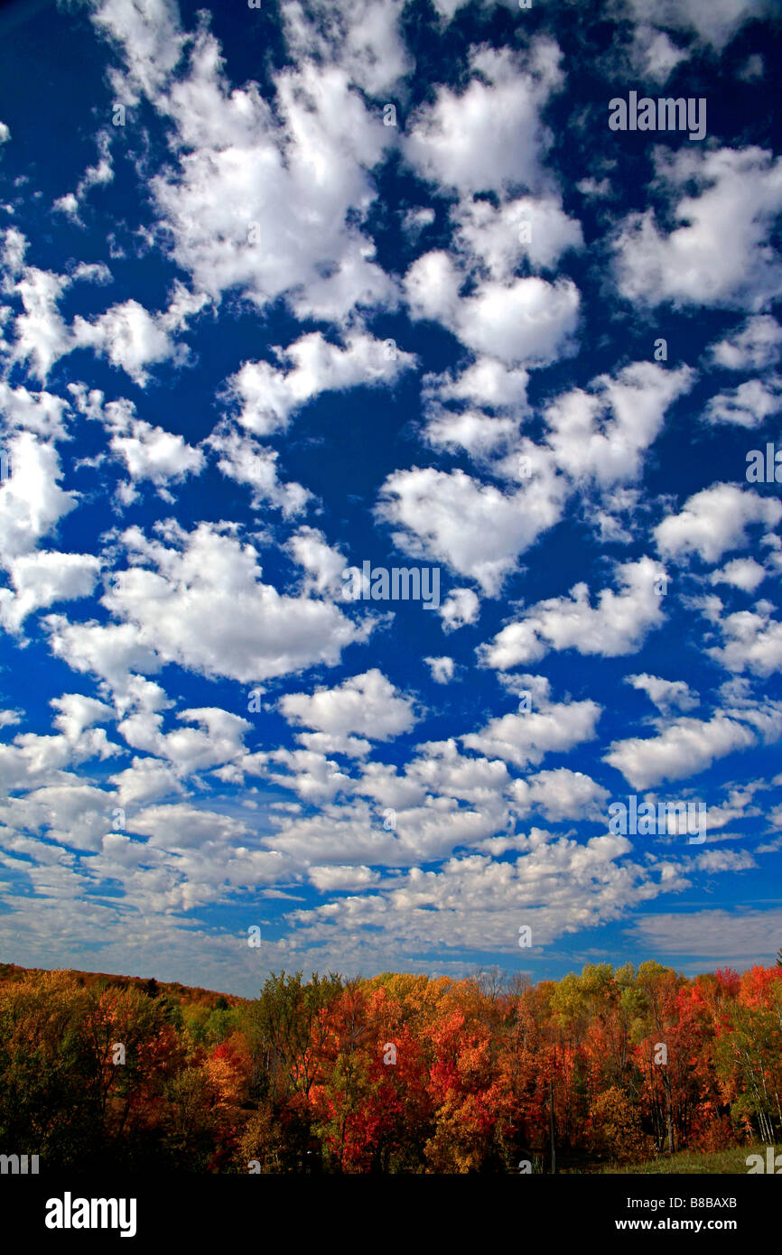 Fall Colors Clouds, Bond Falls, Paulding, Upper Michigan Stock Photo ...