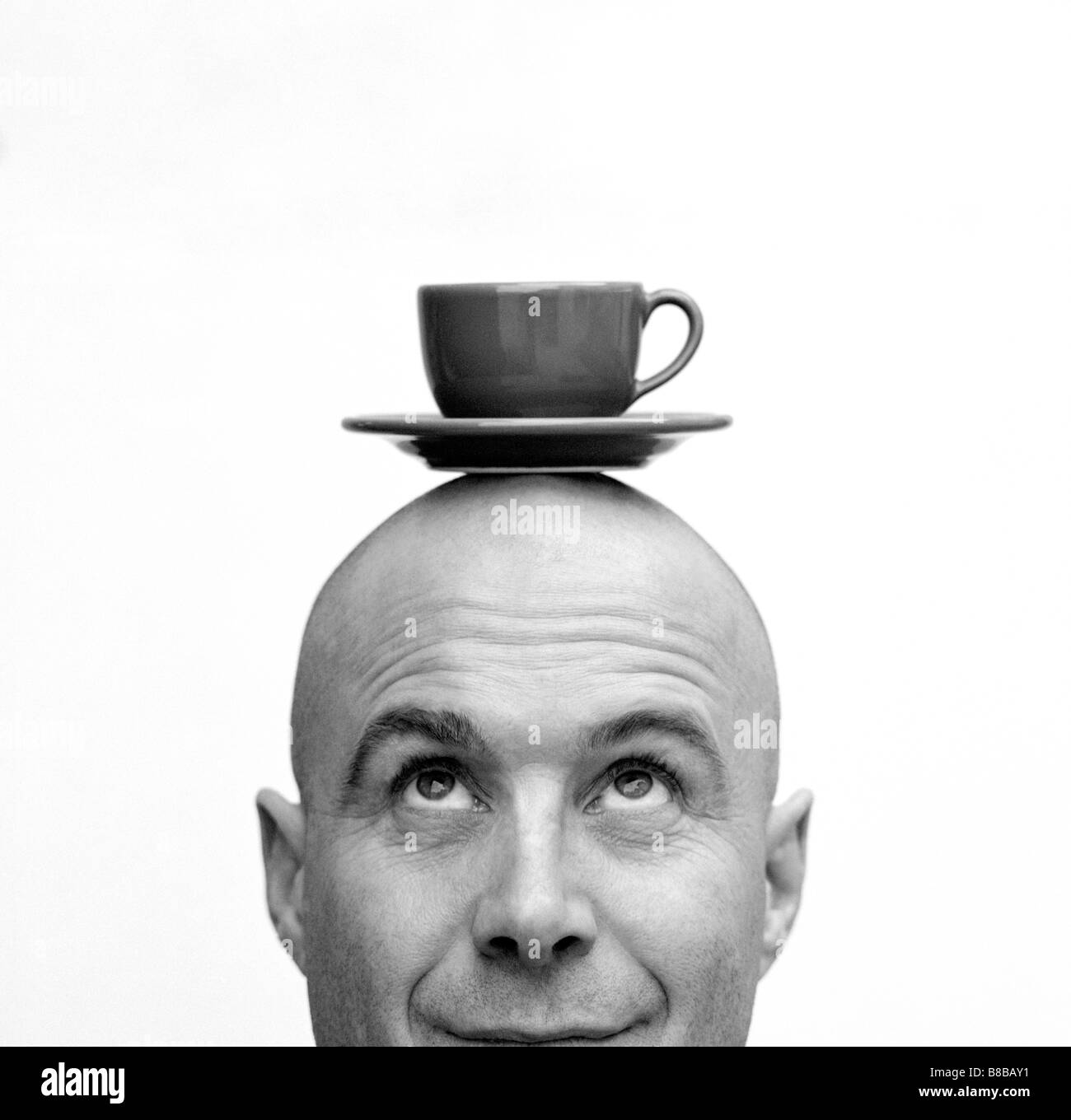 FV4280, Bert Klassen; Bald Man Cup Saucer Head, B/W Stock Photo - Alamy