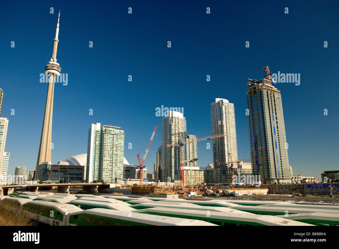 Condos Under Construction, CN Tower GO Trains, Toronto,Ontario Stock ...