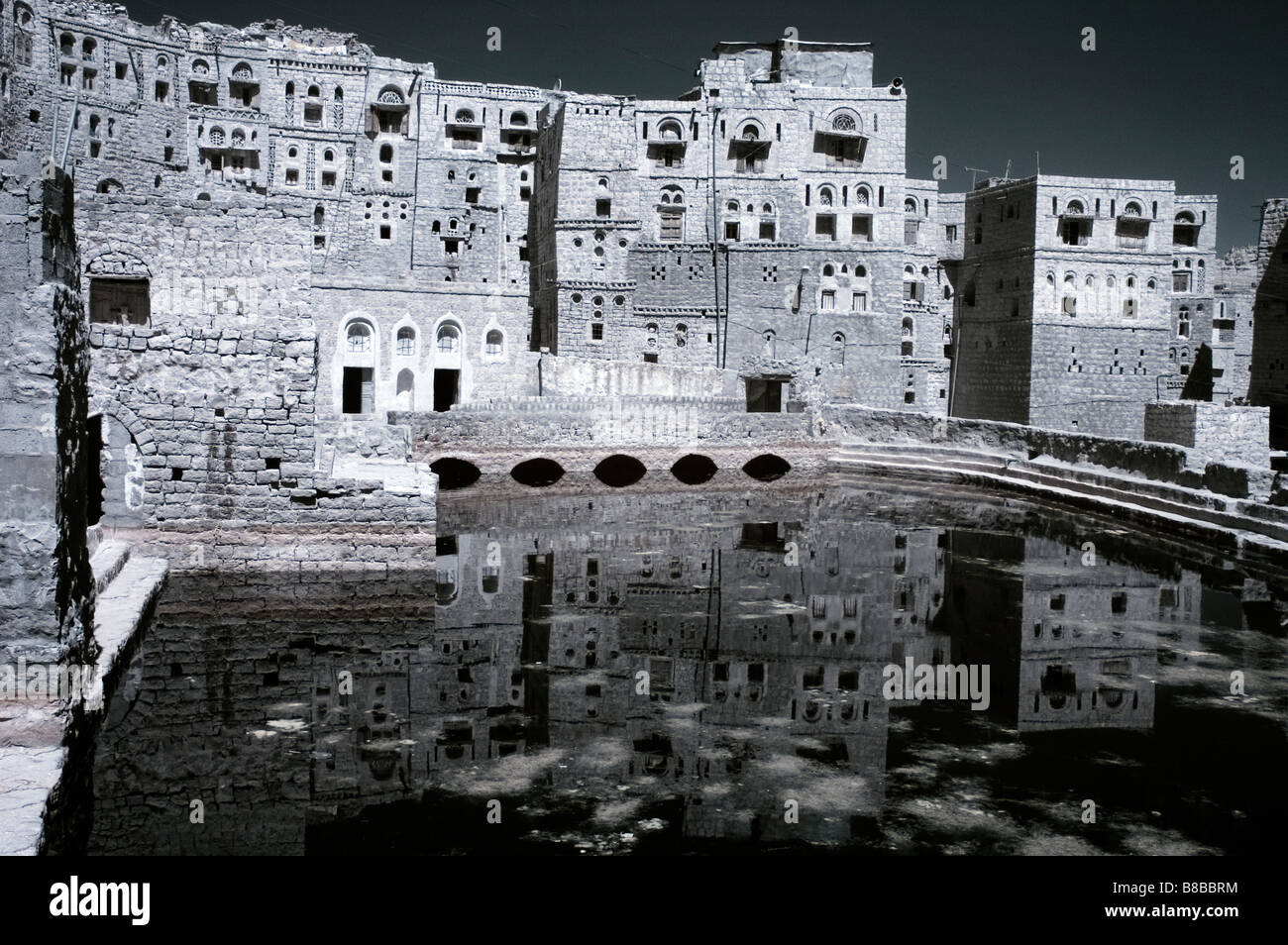Infrared view of Hababa cistern, Yemen Stock Photo - Alamy