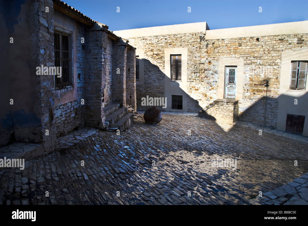 Lefkara village small square during sunset. Upper Lefkara, South Cyprus ...