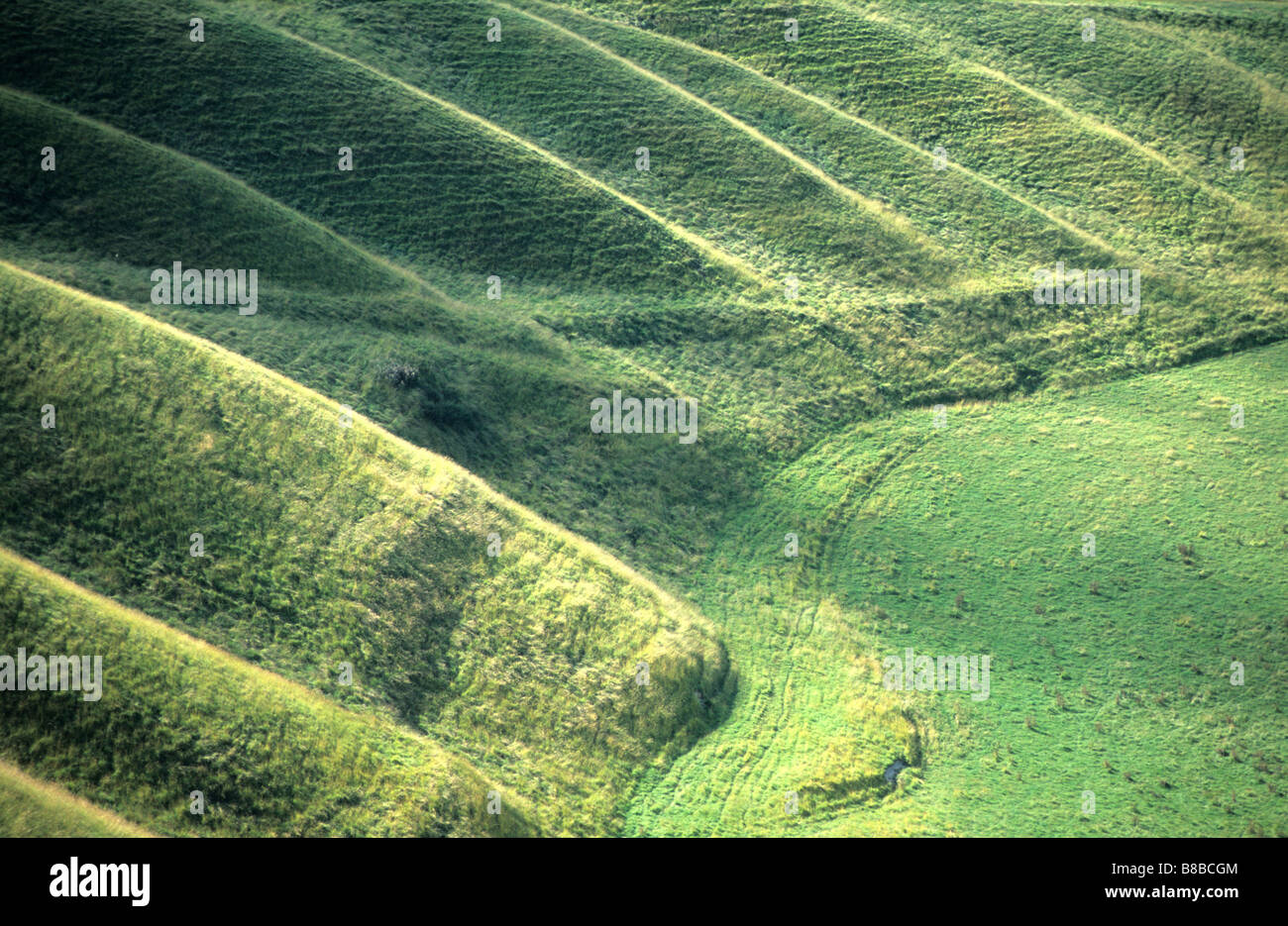 Ridges in the hillside below the White Horse of Uffington England Stock ...