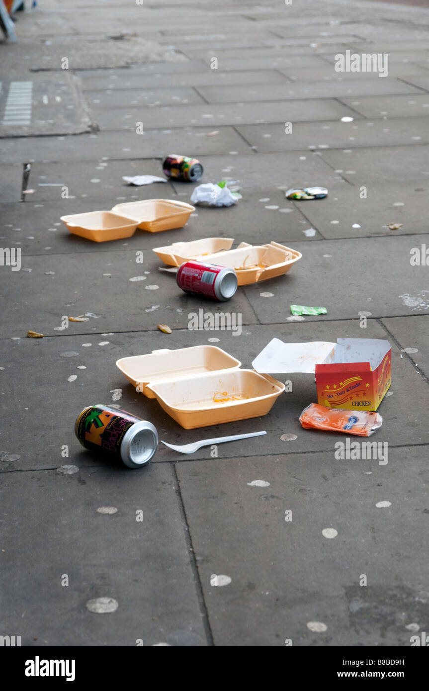 Litter on the pavement, England UK Stock Photo - Alamy